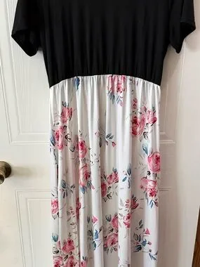 Amazon | Dresses | Amazon Black Bodice White Maxi Dress With Pink ...